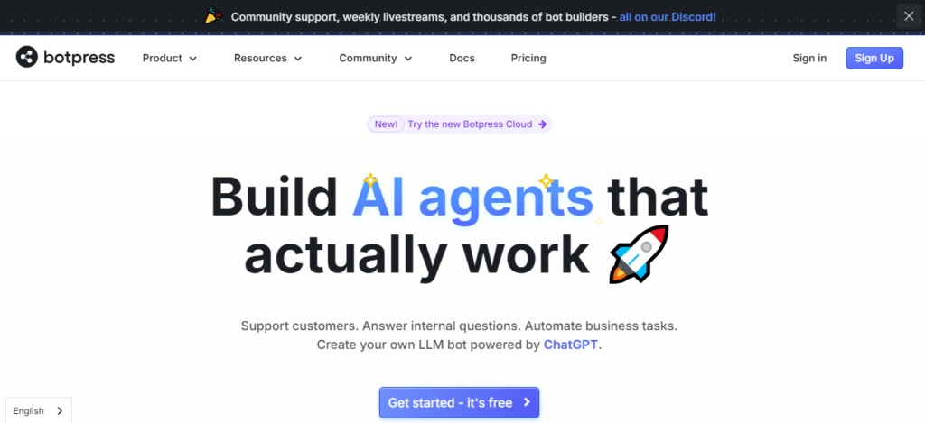 Botpress: Create AI Agents That Serves Your Customers