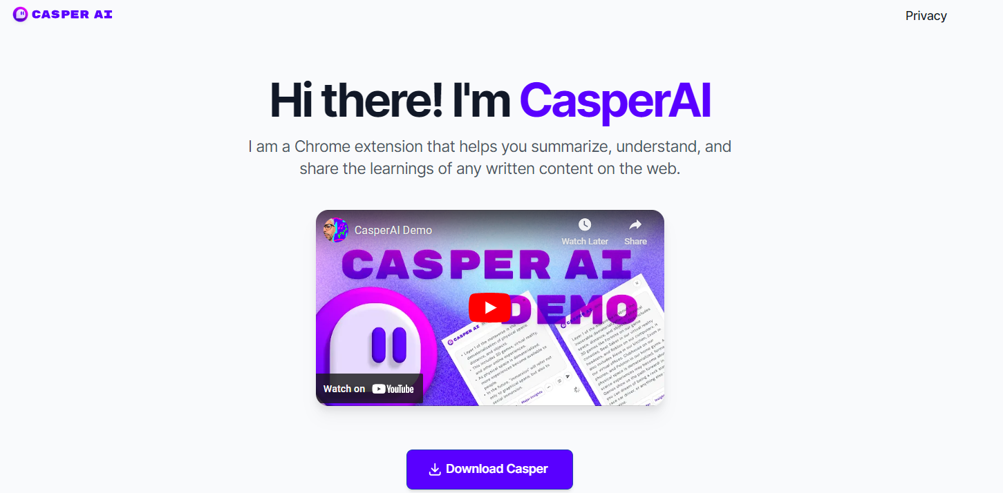 Casper AI: Efficient Content Summarization AI Tool