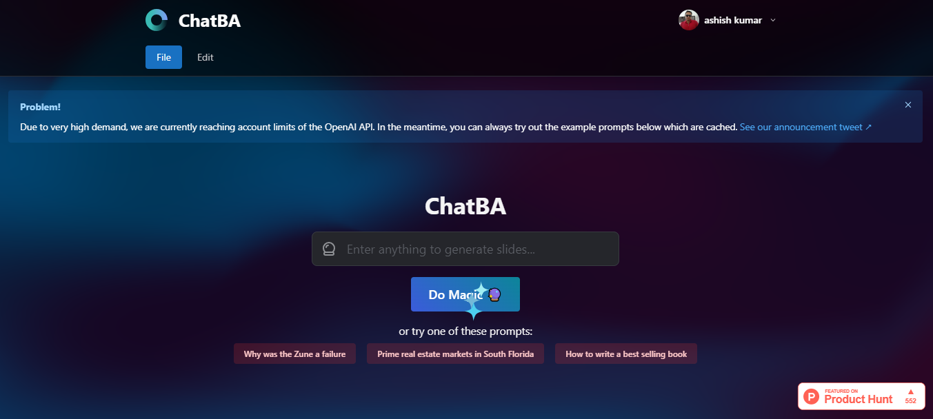 ChatBA: AI Tool For Creating Presentations