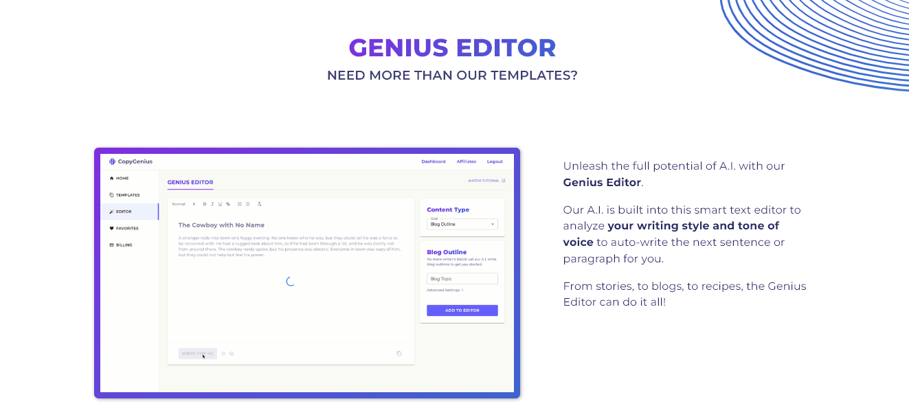 CopyGenius: AI E-commerce Copywriter Tool For Website | Appscribed