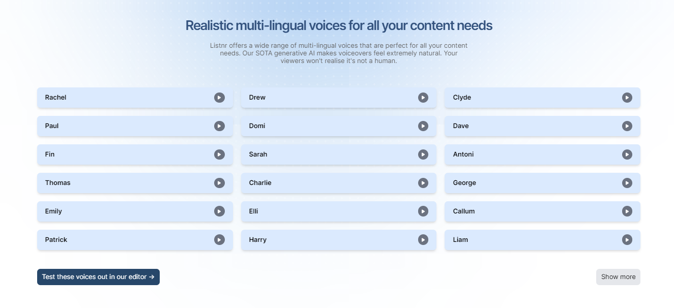 Listnr AI: Transformative Text-to-Voice Solution
