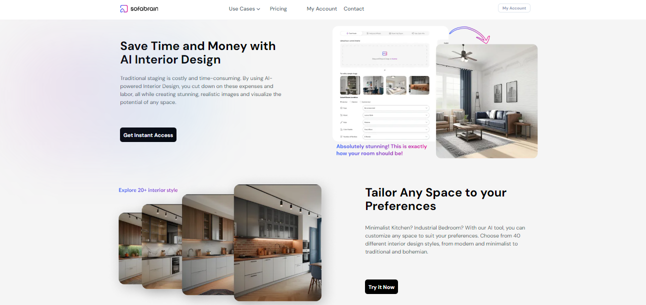 SofaBrain: AI Interior Design And Virtual Home Staging Tool