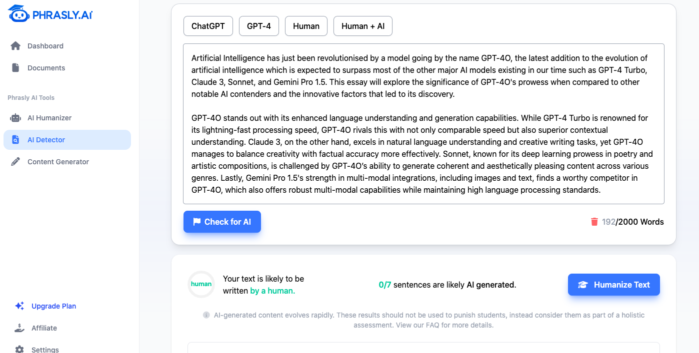 Phrasly AI: AI Tool For Humanizing AI-Generated Text