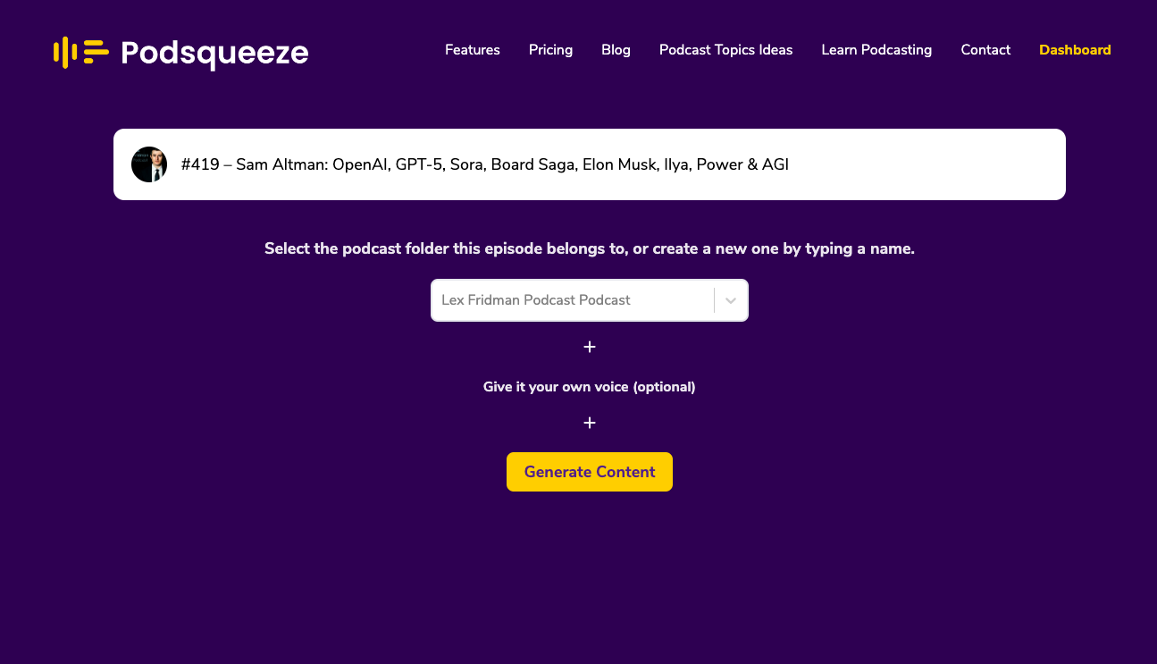 Podsqueeze: Automate Your Podcast Content Creation Using AI