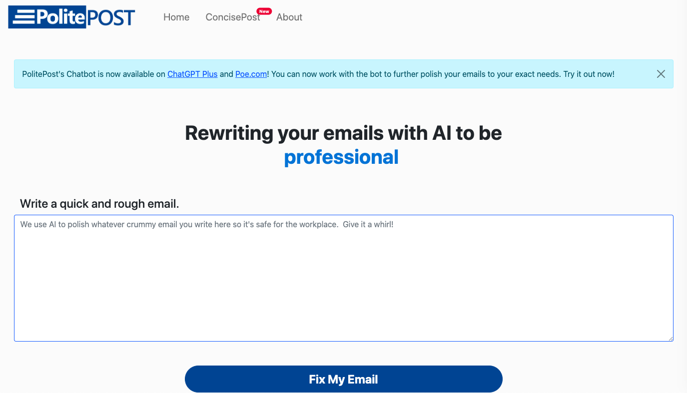 PolitePost: Rewrite Emails For Professional Communication