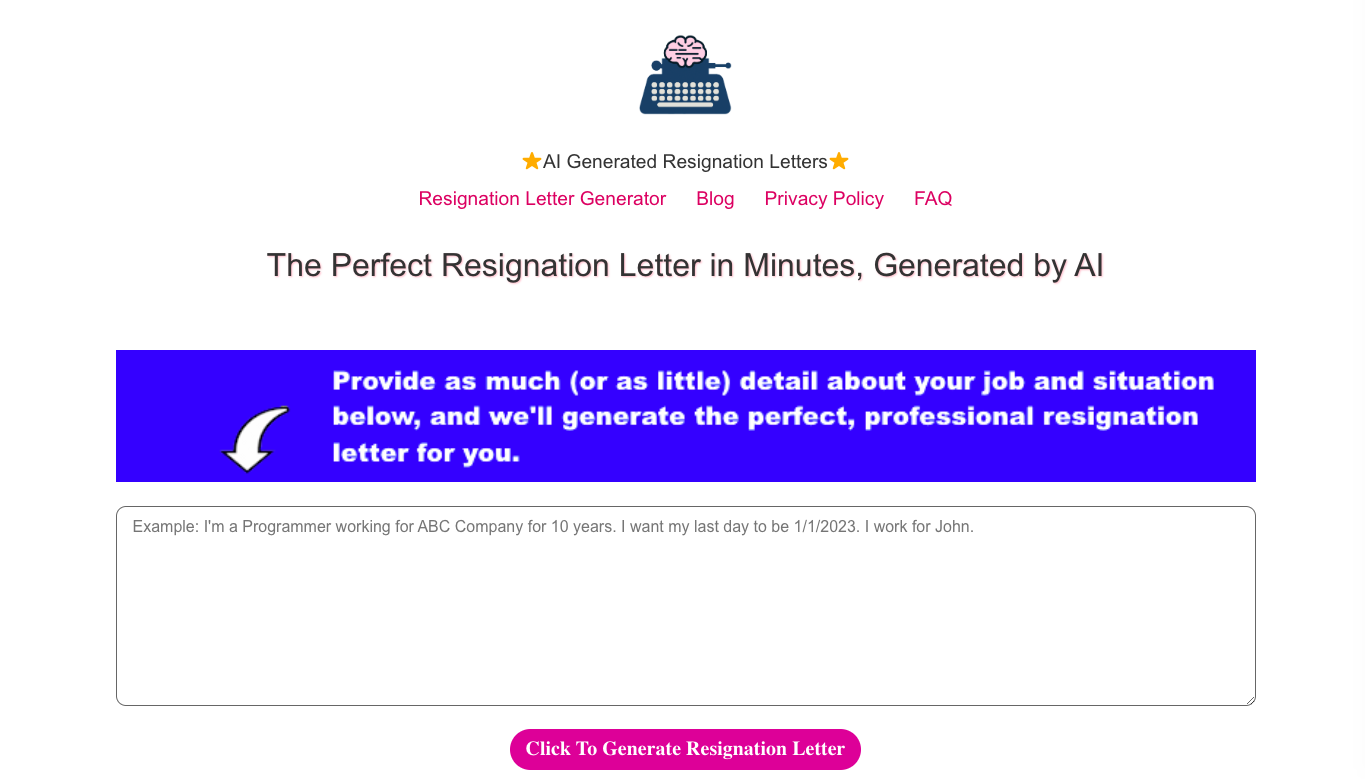 Resign AI: Effortless AI-Generated Resignation Letters