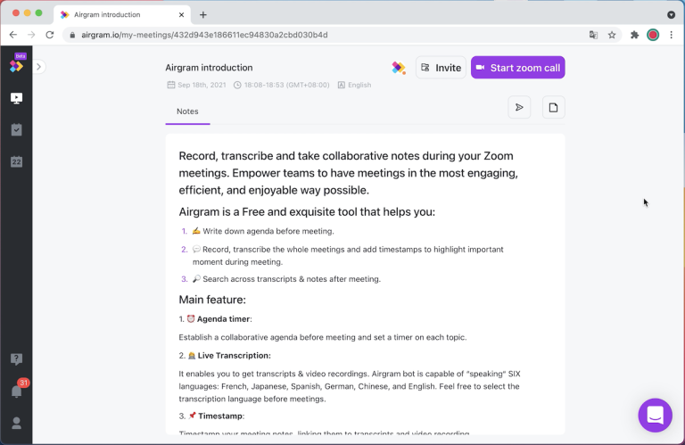 Airgram: Zoom Meeting Transcriptions And Summaries